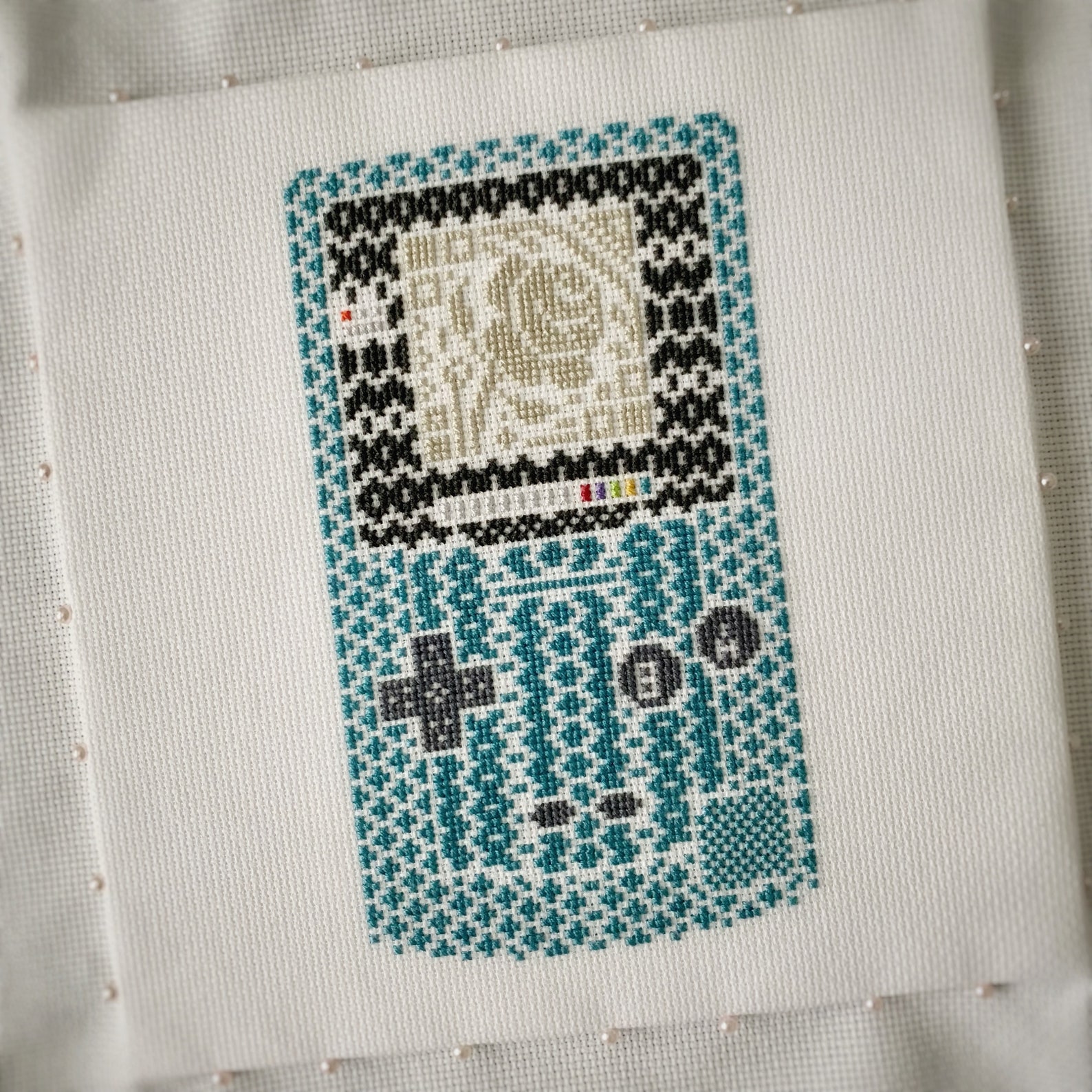 Nordic Retro Handheld Game Controller All Colors Device Cross Stitch ...