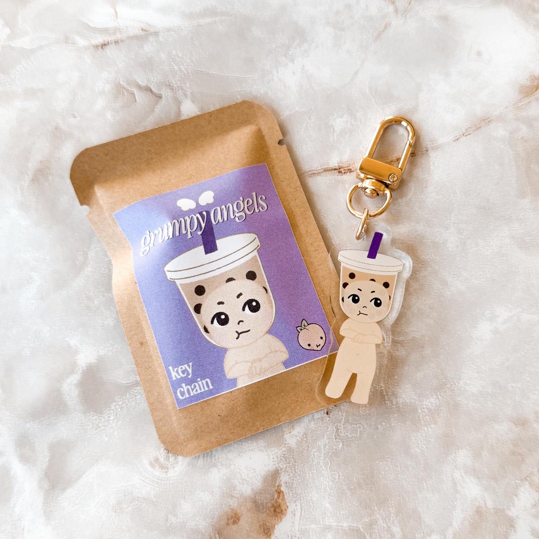 Grumpy Angels - Milk Tea Boba Boy Acrylic Keychain - Etsy