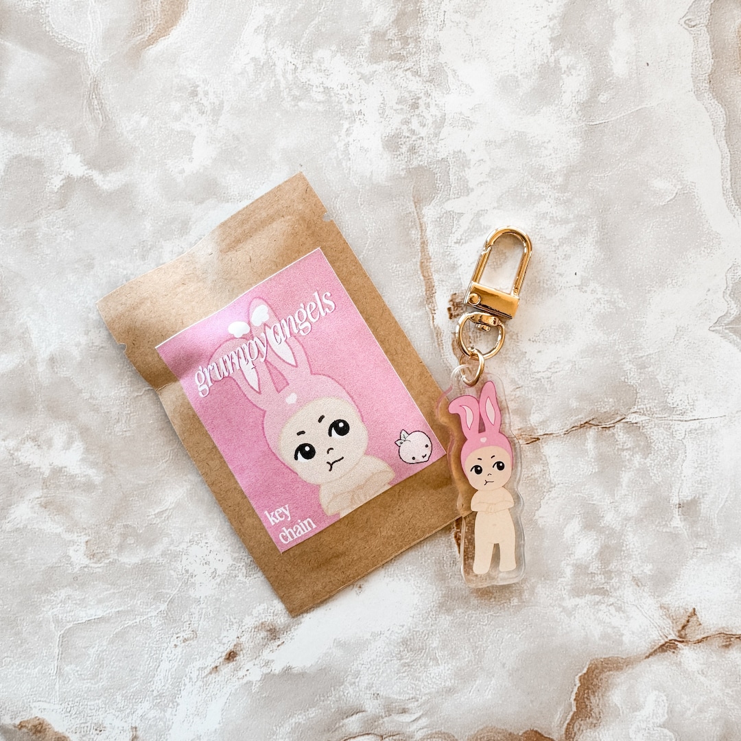 Grumpy Angels - Bunny Boy Acrylic Keychain - Etsy