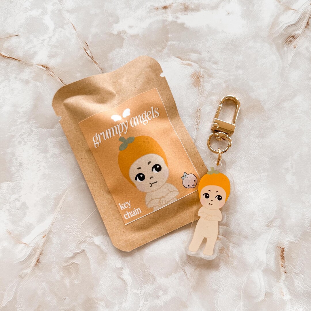 Grumpy Angels - Orange Boy Acrylic Keychain - Etsy