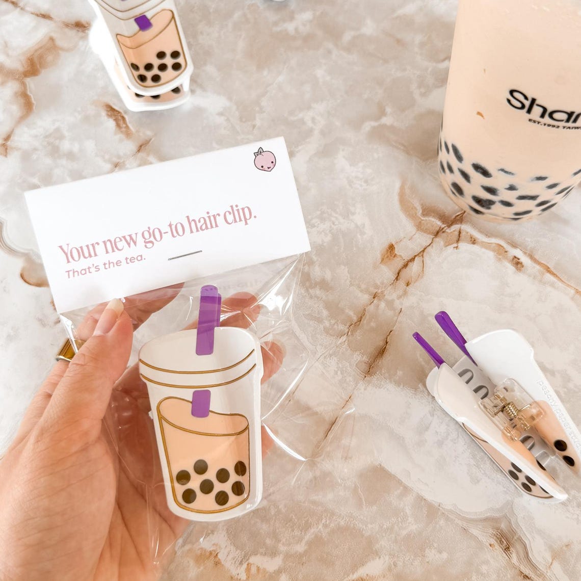 Milk Tea Boba Hair Claw Clip | Funny Hair Accessory, Gift for Friends ...