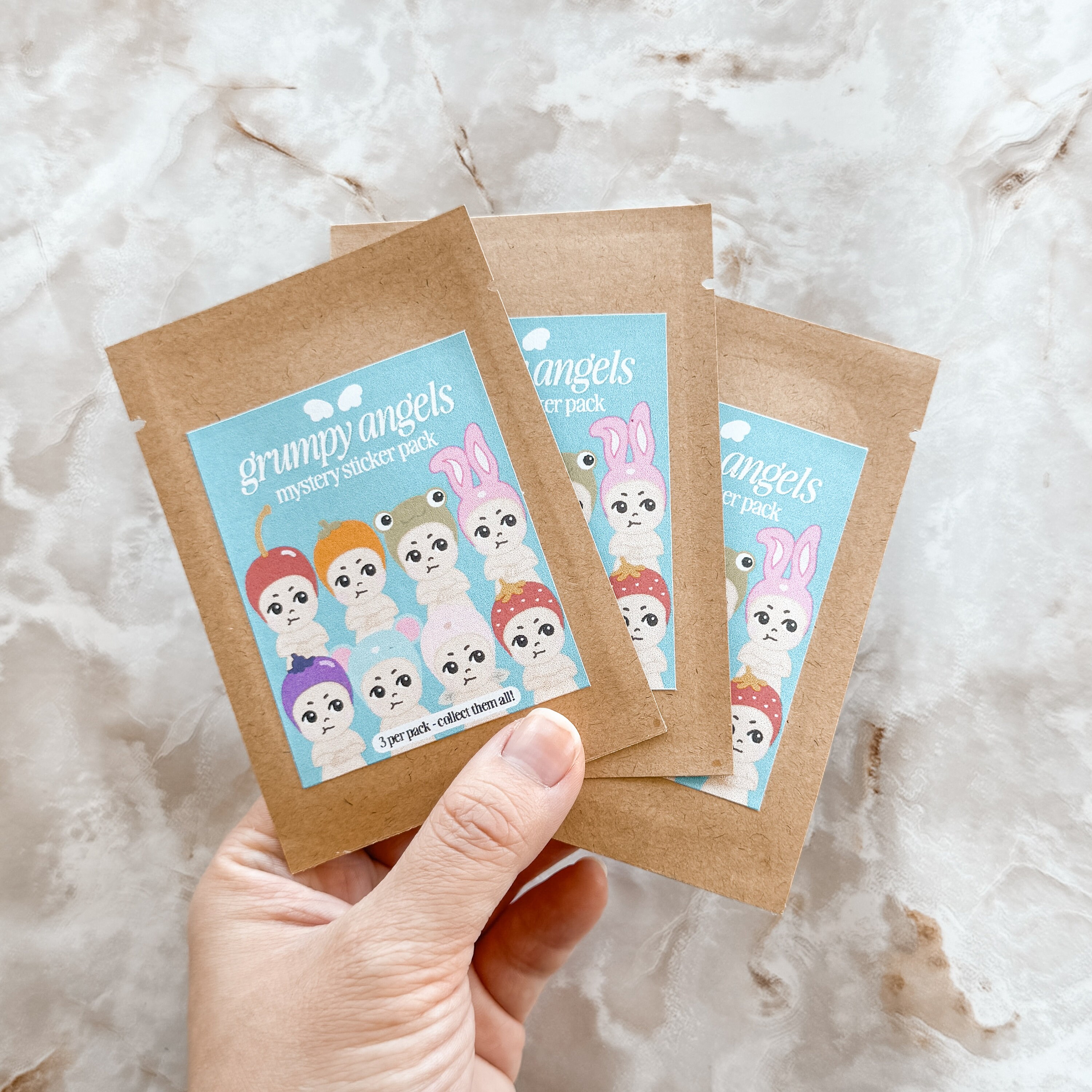 Grumpy Angels - Mystery Sticker Pack (set of 3 Waterproof Stickers) - Etsy