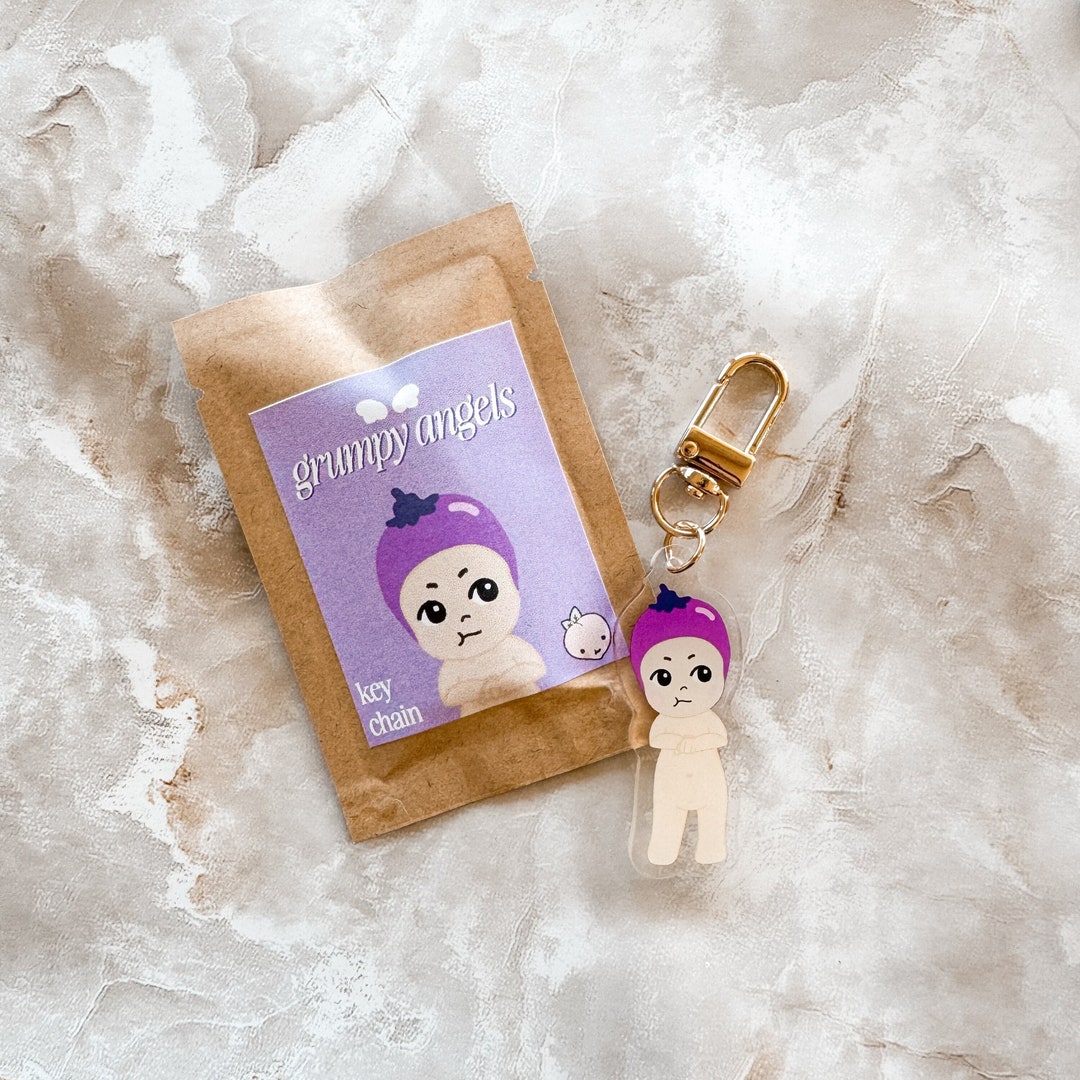 Grumpy Angels - Eggplant Boy Acrylic Keychain - Etsy