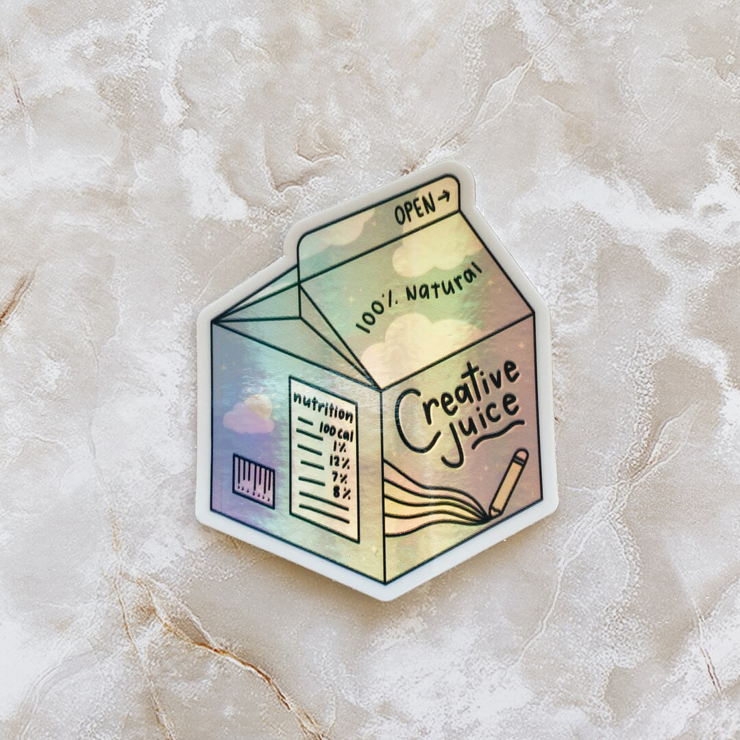 HOLOGRAPHIC Creative Juice Box Rainbow WEATHERPROOF Sticker for Laptop ...