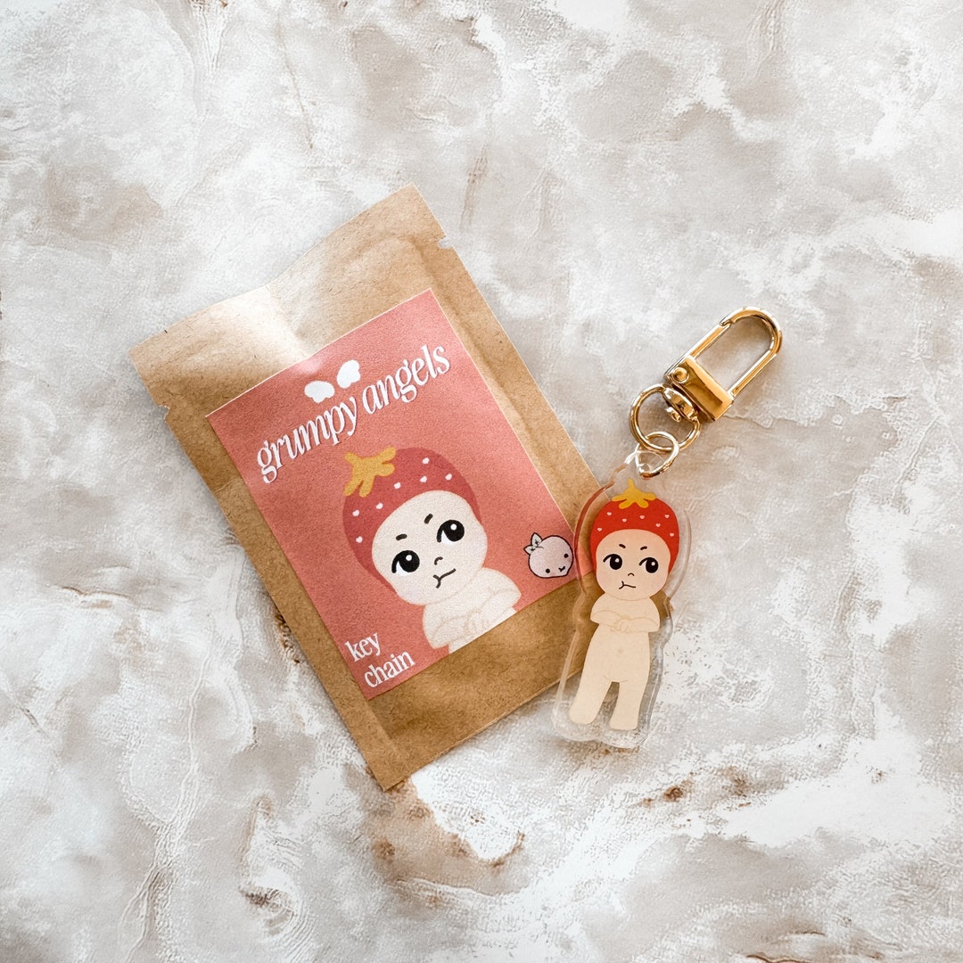 Grumpy Angels - Strawberry Boy Acrylic Keychain - Etsy