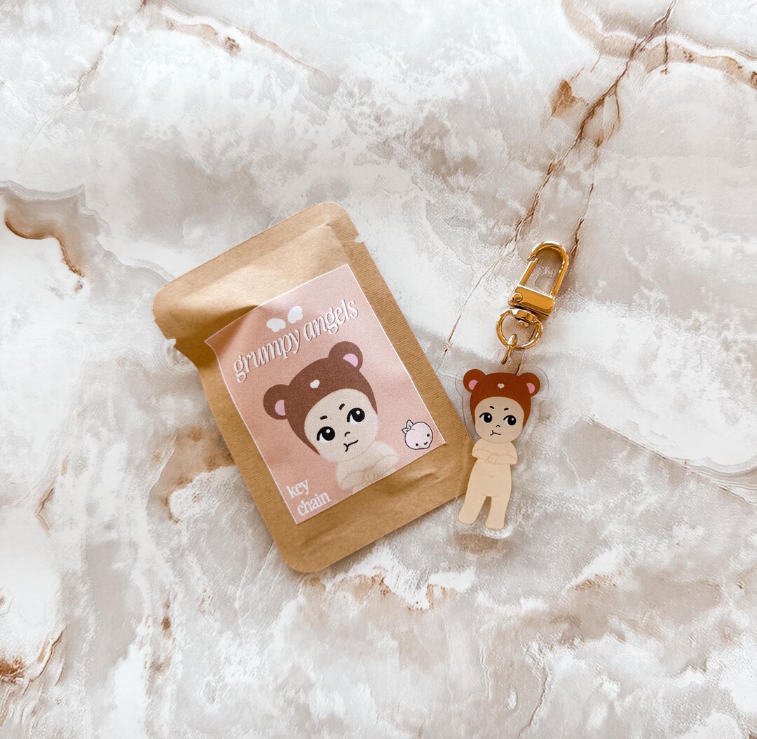Grumpy Angels - Teddy Bear Boy Acrylic Keychain - Etsy