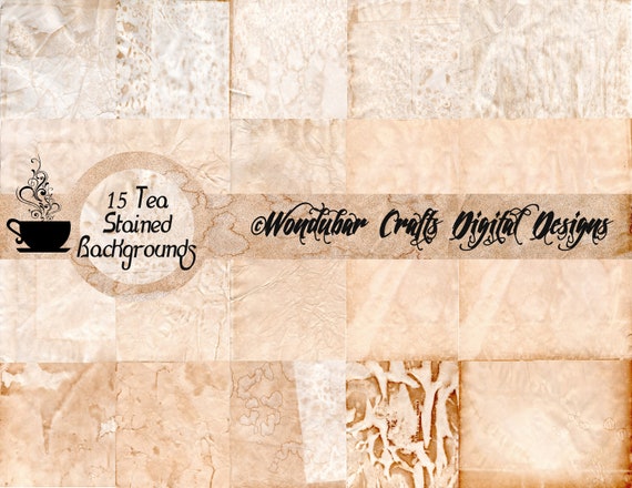 TEA Stained Digital Background Papers 15 Different | Etsy