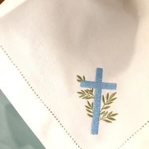 Set of Embroidered Easter Napkins, Religious Cross, Matthew 28:6 ...