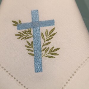 Set of Embroidered Easter Napkins, Religious Cross, Matthew 28:6 ...