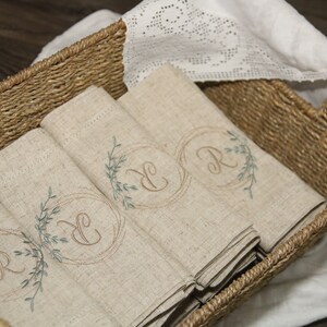 Monogrammed Embroidered Napkin Set, Monogram Napkin, Minimalist Napkin ...