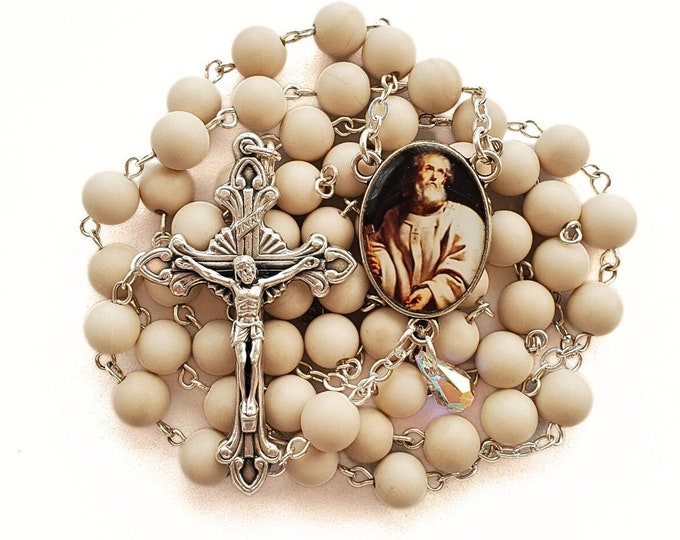 St. Peter Jasper Rosary Fossil River Jasper Men's Rosary Rosary for ...