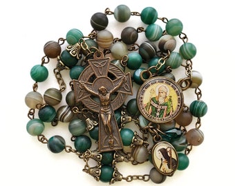 St. Patrick African Green Jade Rosary Irish Rosary Handmade Heirloom ...