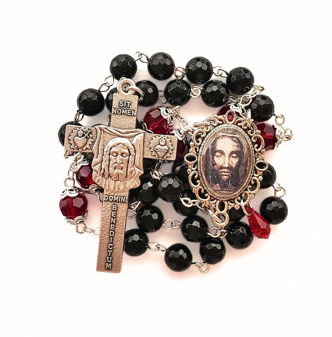 Chaplet of the Holy Face of Jesus Onyx Rosary | Lent | Veronica's Veil ...