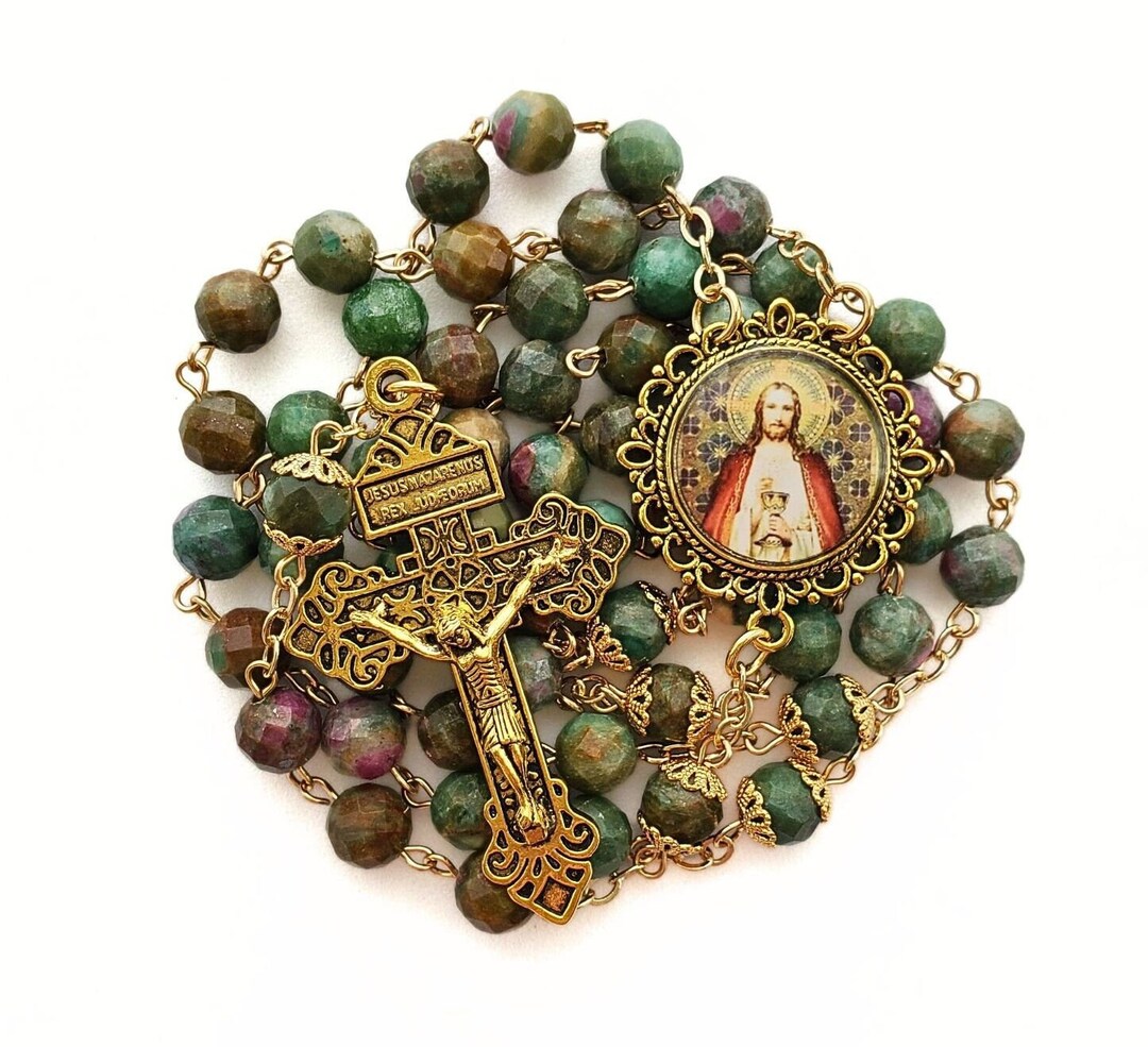 Holy Communion Ruby Fuschite Rosary Jesus With the Chalice RCIA Gift ...