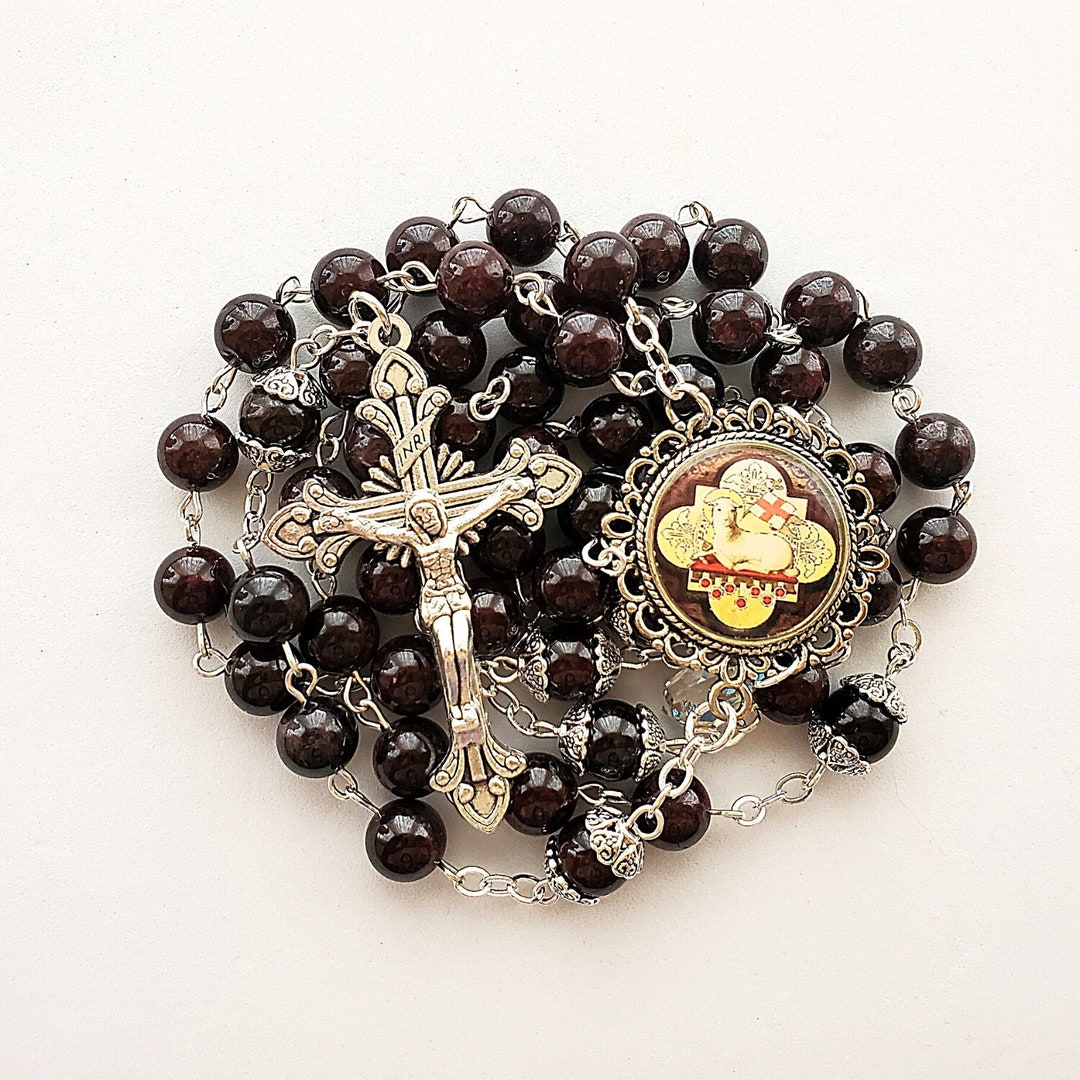 Agnus Dei Garnet Rosary Behold the Lamb of God Handmade Heirloom Rosary ...