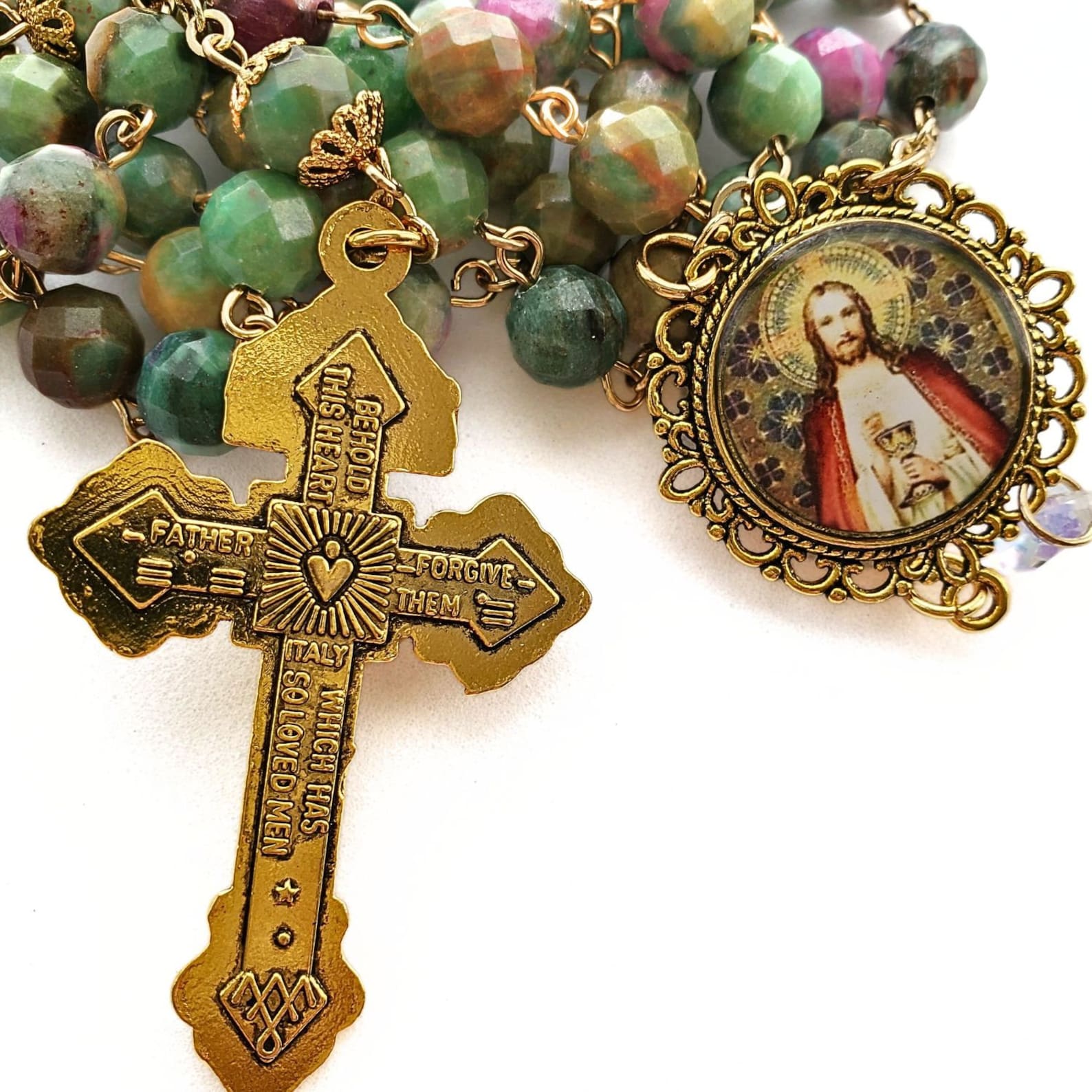 Holy Communion Ruby Fuschite Rosary - Etsy