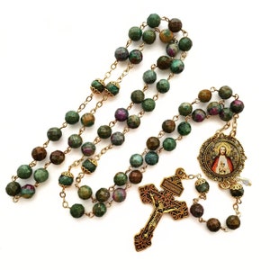 Holy Communion Ruby Fuschite Rosary - Etsy