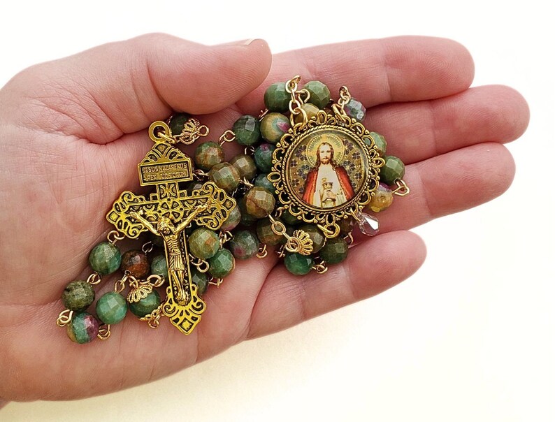 Holy Communion Ruby Fuschite Rosary - Etsy
