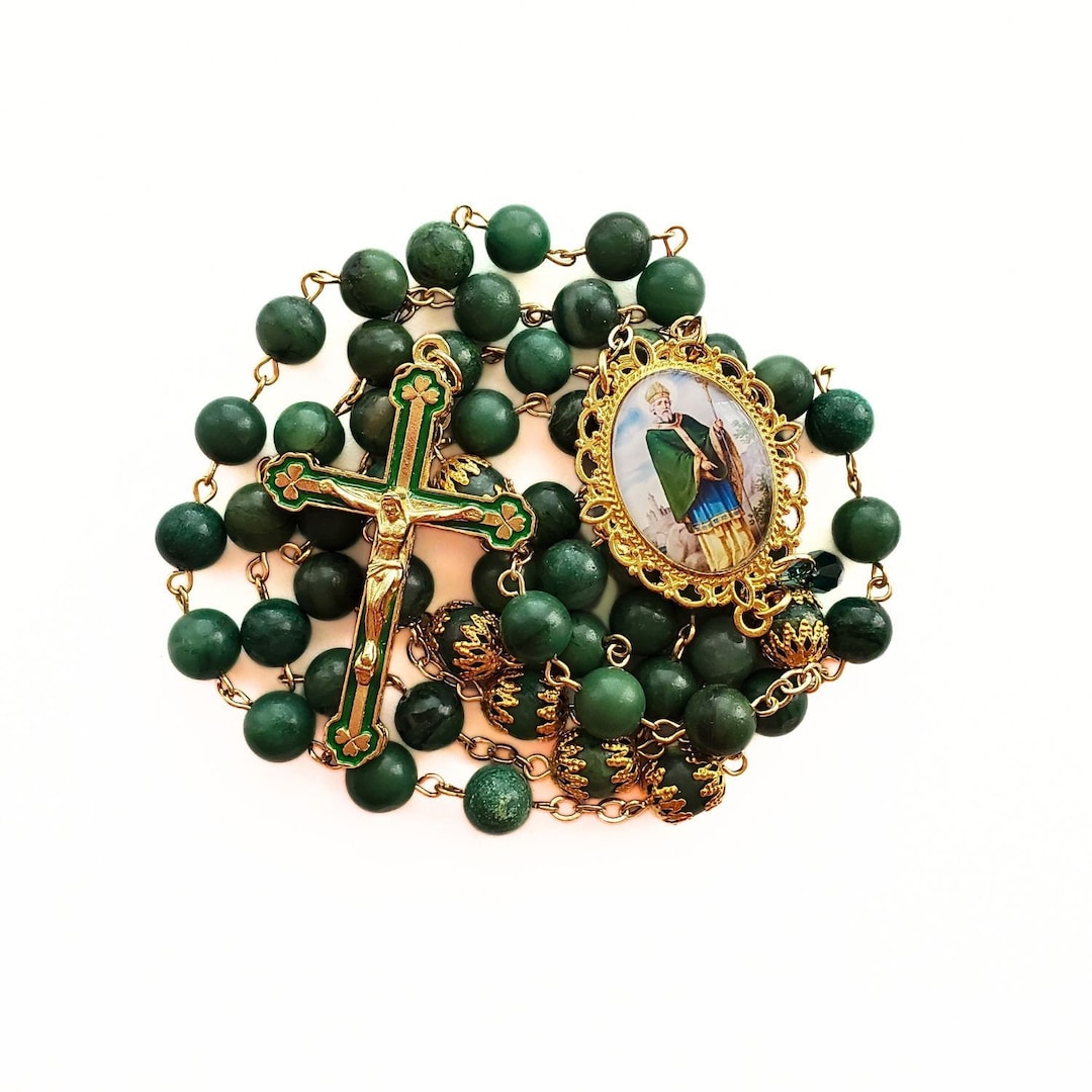 St. Patrick African Green Jade Rosary Irish Rosary Handmade Heirloom ...