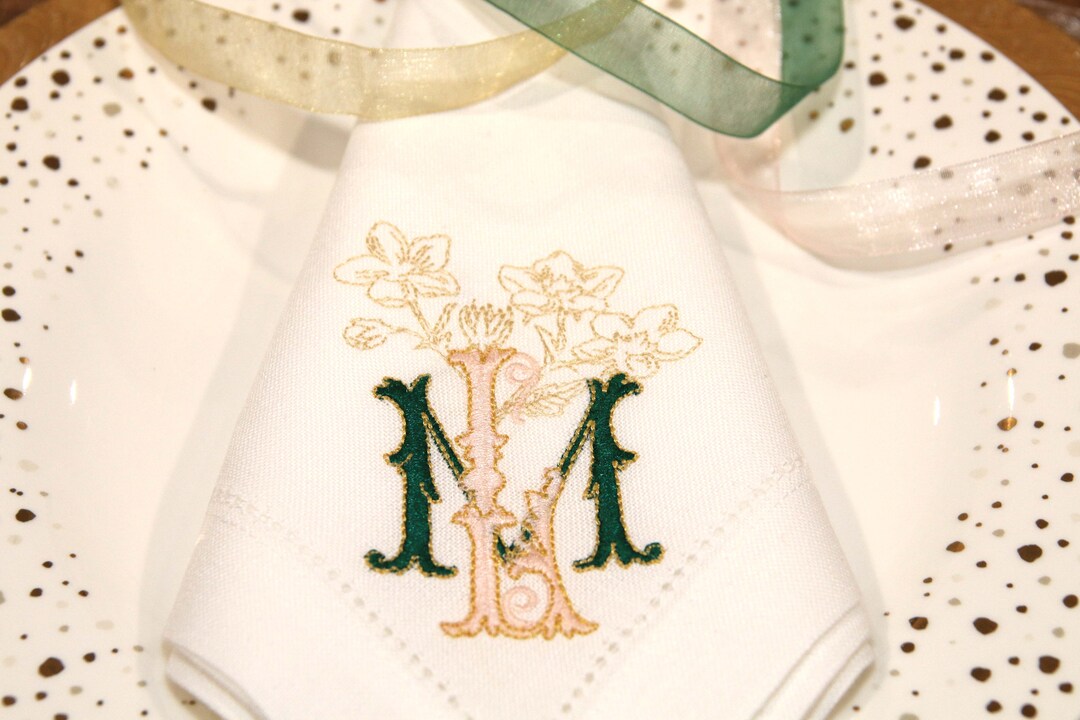 Monogrammed Wedding napkins double monogram his & her - Etsy Italia