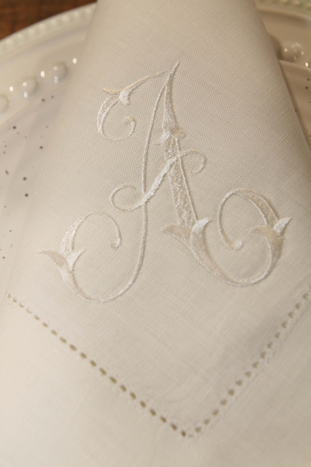 Monogrammed Linen Napkins, Monogram Napkin Set, Embroidered Napkin ...
