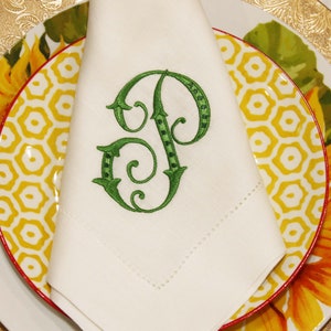 Monogrammed Linen Napkins, Monogram Napkin Set, Embroidered Napkin ...