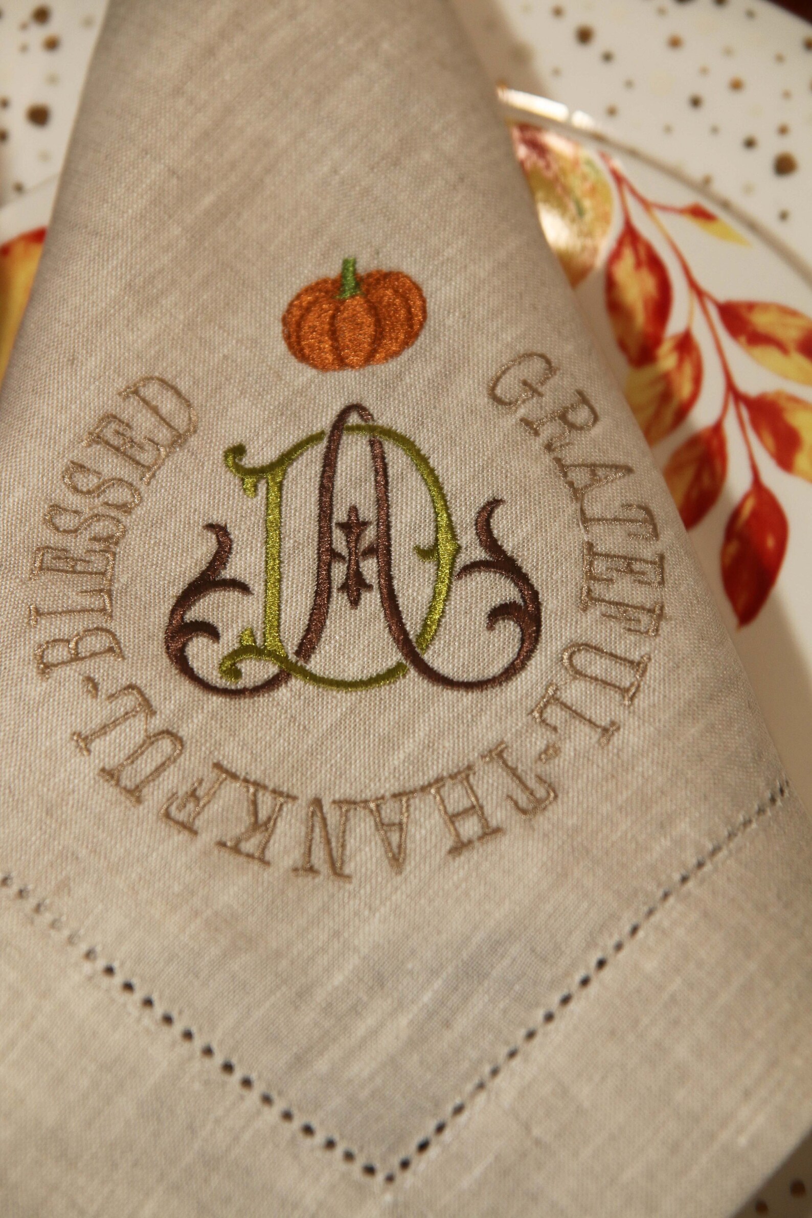 Monogrammed Linen Napkins, Monogram Napkin Set, Embroidered Napkin ...