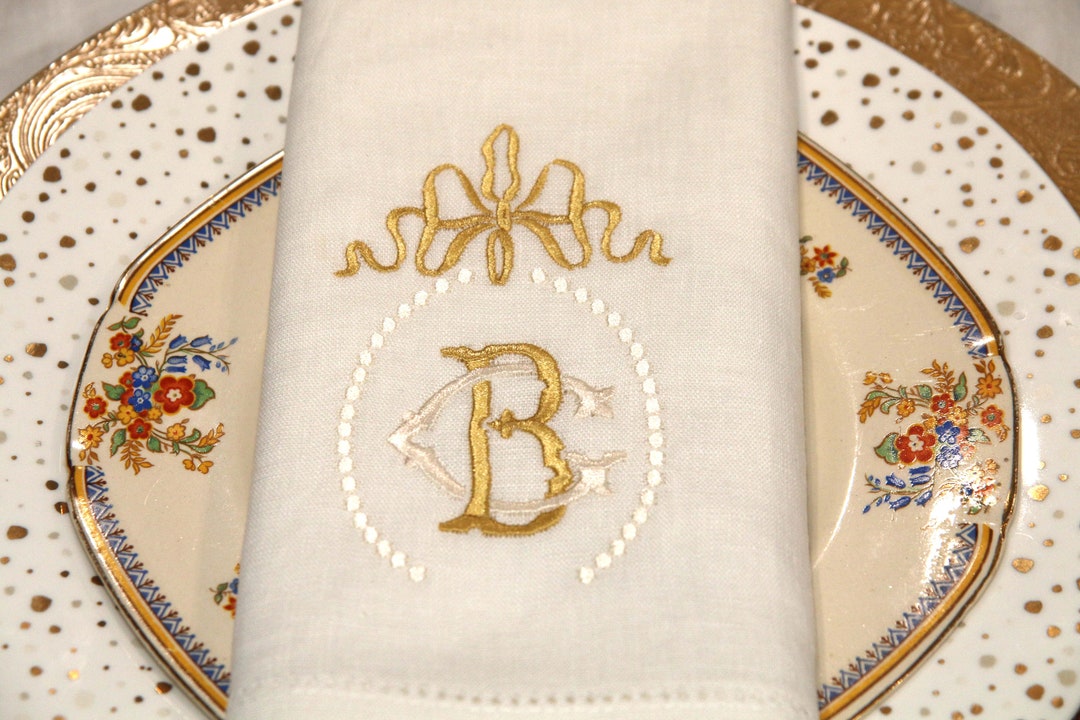 Two Monogram Napkin Set, Personalized Cloth Napkins, Birthday Gift Set ...