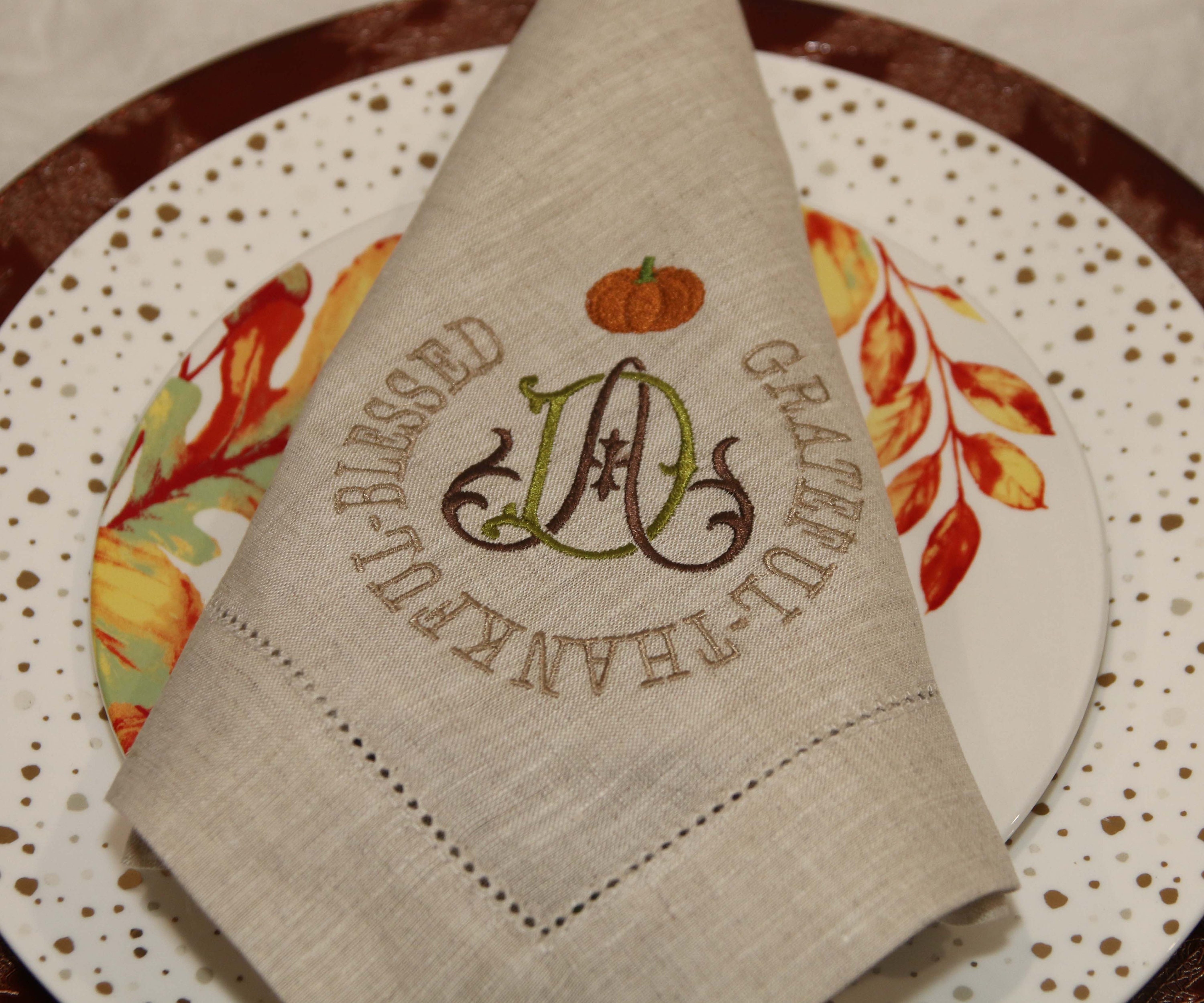Monogrammed Linen Napkins, Monogram Napkin Set, Embroidered Napkin ...