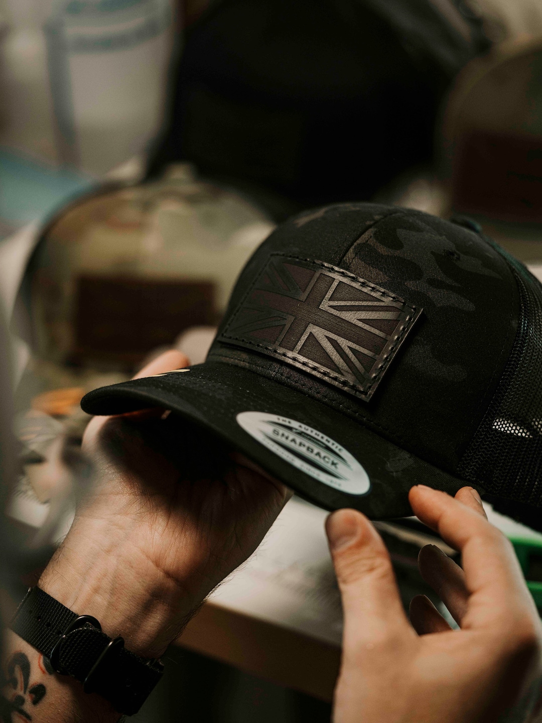 LEATHER PATCHED Trucker Cap - Patch Cap - Union Jack Cap - Etsy