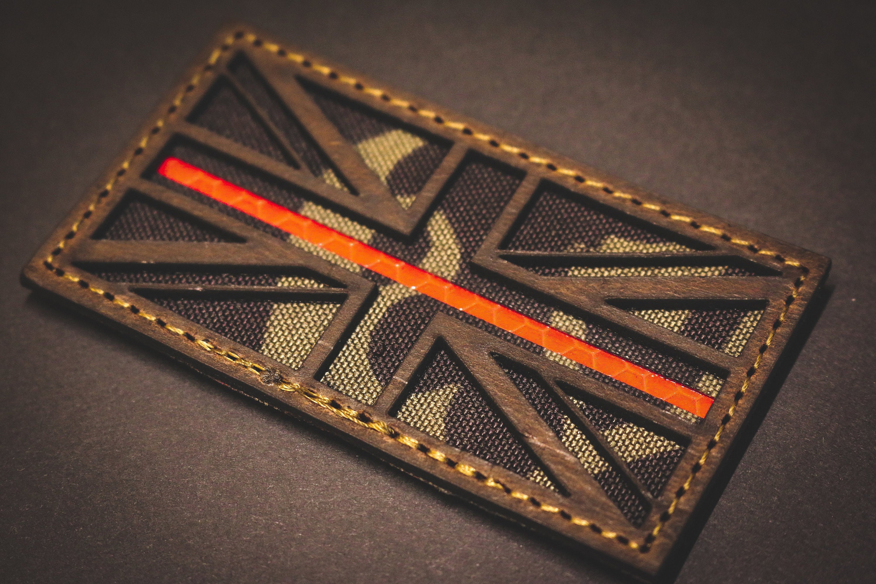 Leather Union Jack Thin Line Flag Patch Laser Cut Hybrid - Etsy UK