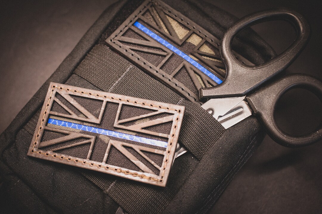 Leather Union Jack Thin Line Flag Patch | Laser Cut Hybrid Morale Patch ...