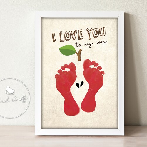I Love You to the Core Apple Footprint Craft Apple Craft - Etsy