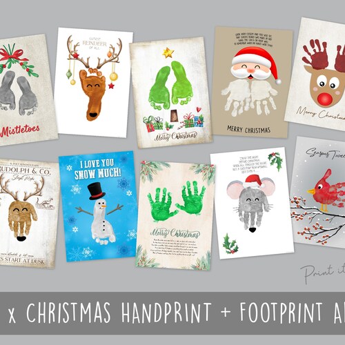 Christmas Footprint Reindeer / Xmas Art Craft / Baby Kids - Etsy