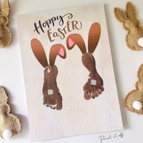 Footprint Art Craft / Cute Bunny Feet / Easter Decor Print / - Etsy