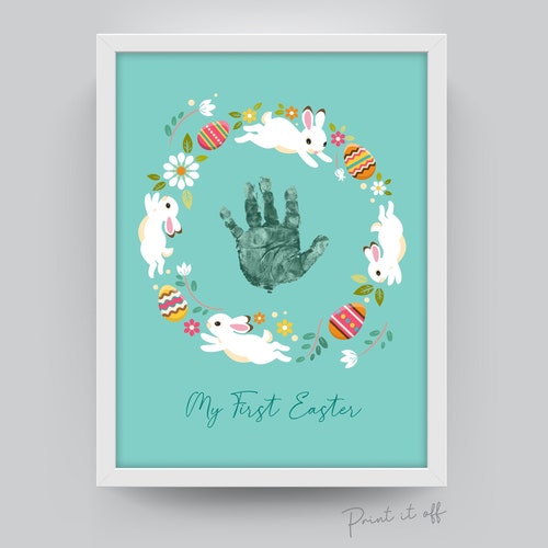 First Easter Bunny Footprint Art Craft / My First Easter Art / - Etsy