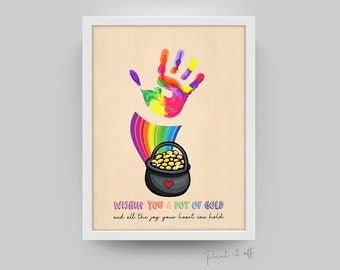 St. Patrick's Day Rainbow Handprint Craft, Pot of Gold Toddler Craft ...