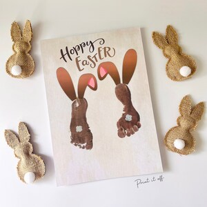 Hoppy Easter 2 X Bunny Brown / Footprint Art / Siblings Foot Feet ...