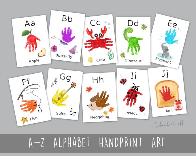 Alphabet Printable Handprint Art Templates - Alphabet Handprint ART PDF ...