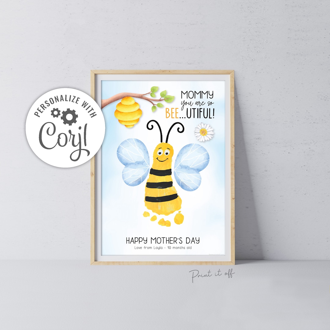 Bee-utiful Bumble Bee EDITABLE / Footprint Foot Art Craft / Mother's ...