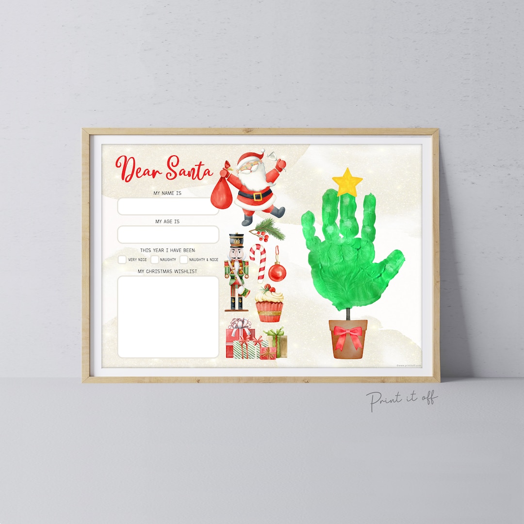 Dear Santa Letter Handprint Footprint Art Craft / Christmas Tree Xmas ...