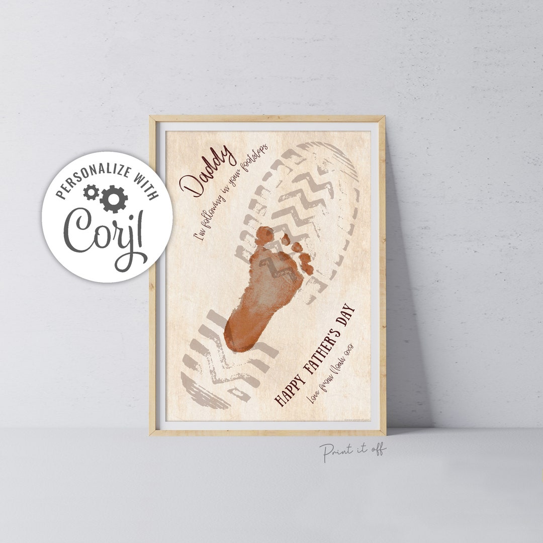Boot Footprint EDITABLE / Foot Art Craft / Father's Dad Daddy Birthday ...