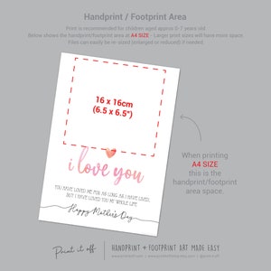 Happy Mother's Day I Love You / Footprint Handprint Feet Foot Art Craft ...