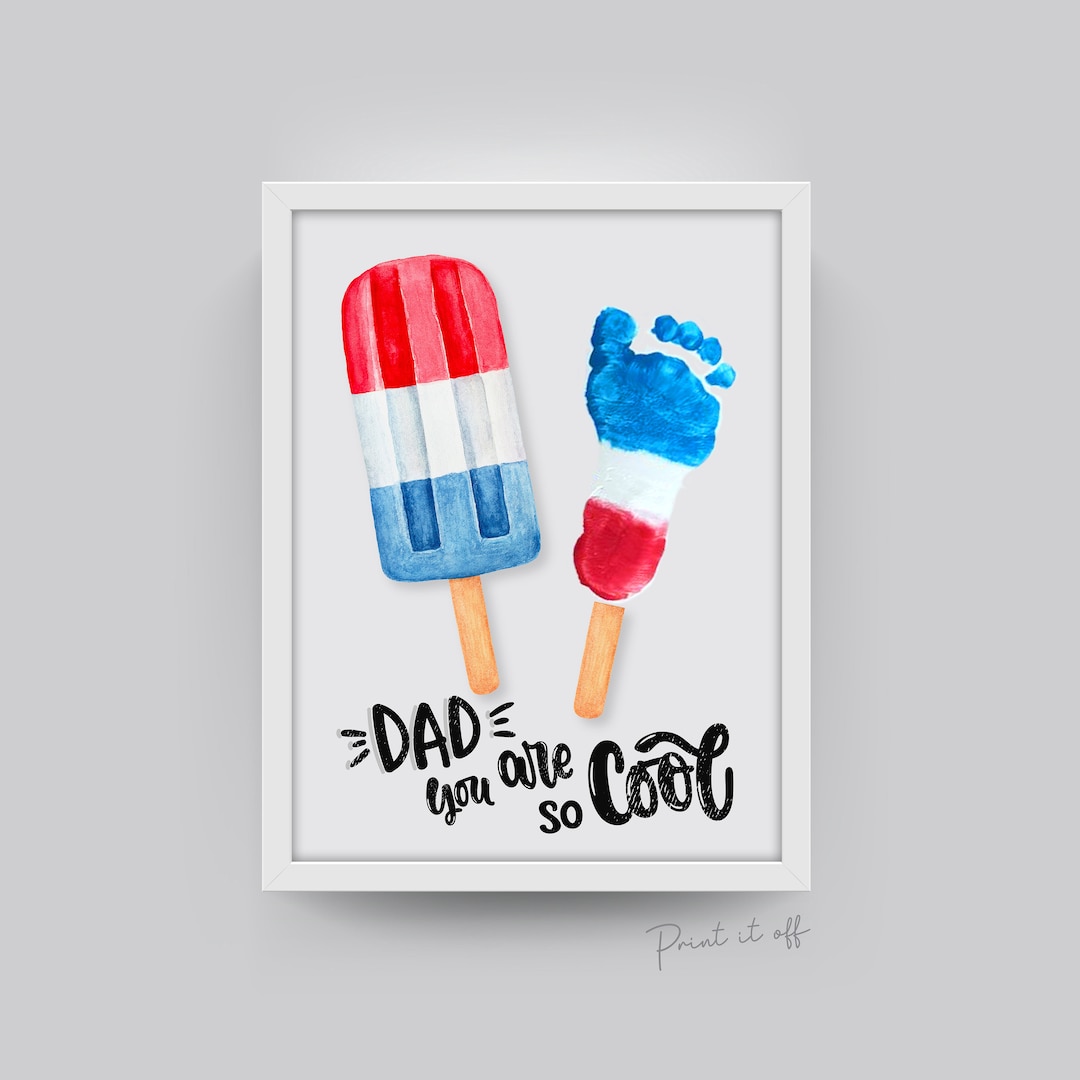 Cool Dad Daddy / Footprint Handprint Art Craft Ice Cream Block / Father ...
