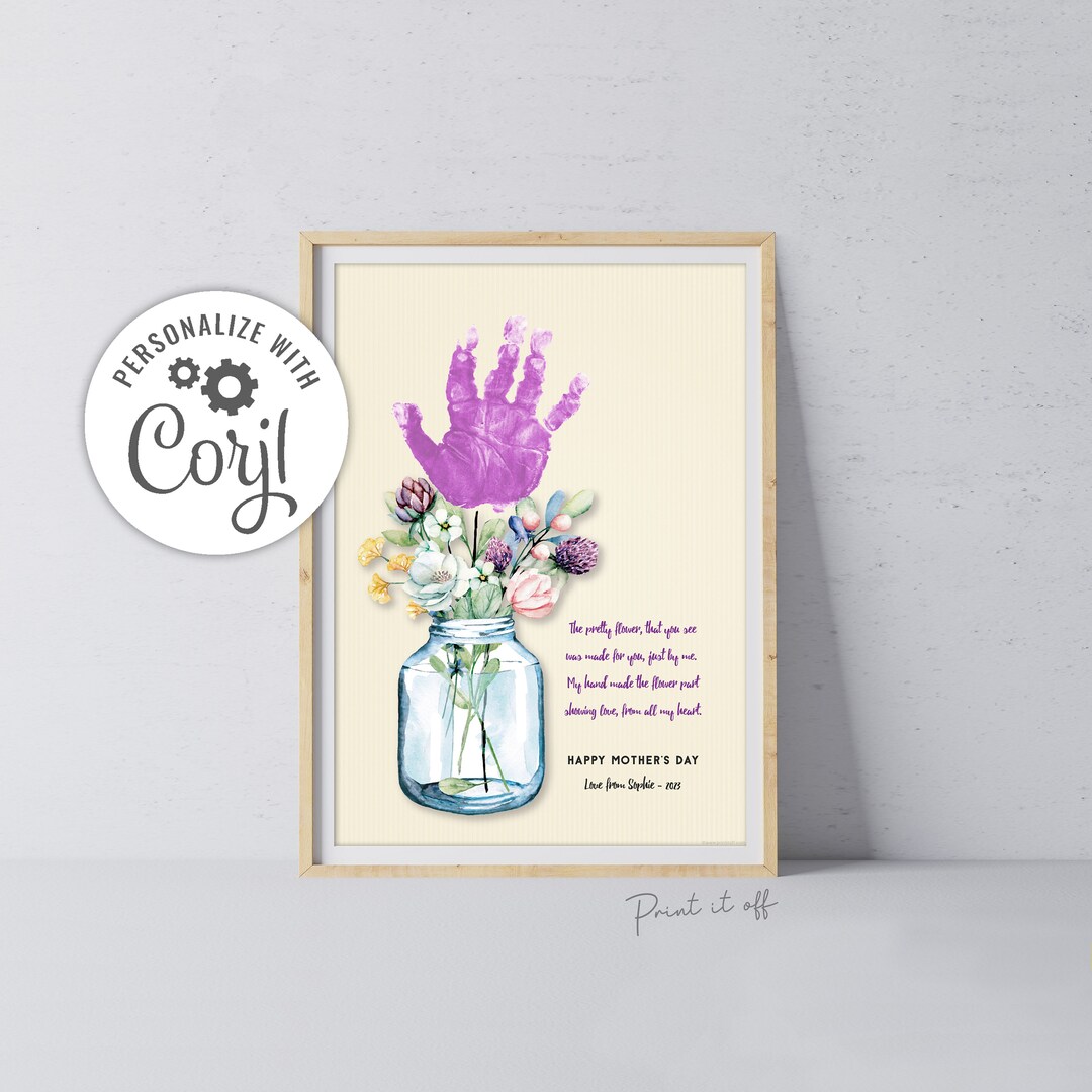 Flower Handprint EDITABLE / Hand Art Craft / Mother's Day Birthday ...