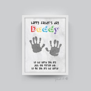 Daddy You Are the World / Handprint Keepsake / Happy Father's Day Card ...