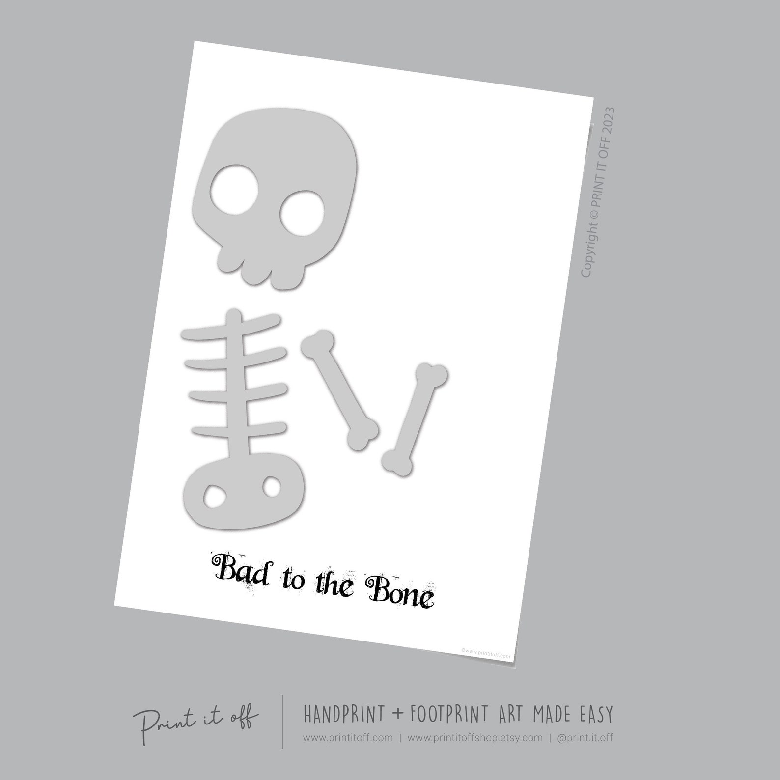 Bad to the Bone Skeleton Footprint Handprint Foot Hand Halloween Art ...