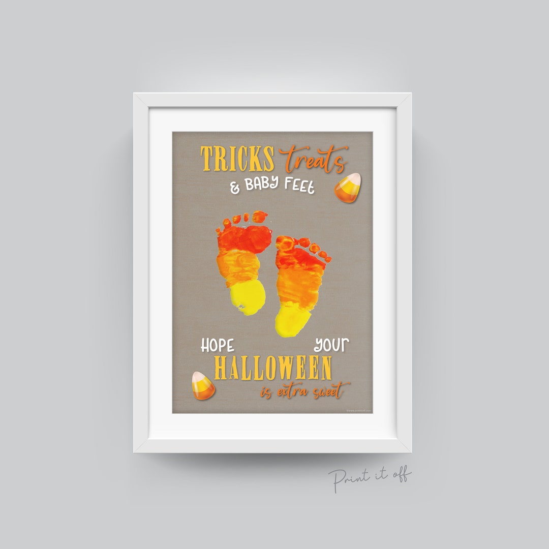 Trick or Treat First 1st Baby Halloween Feet Footprint Art Craft ...