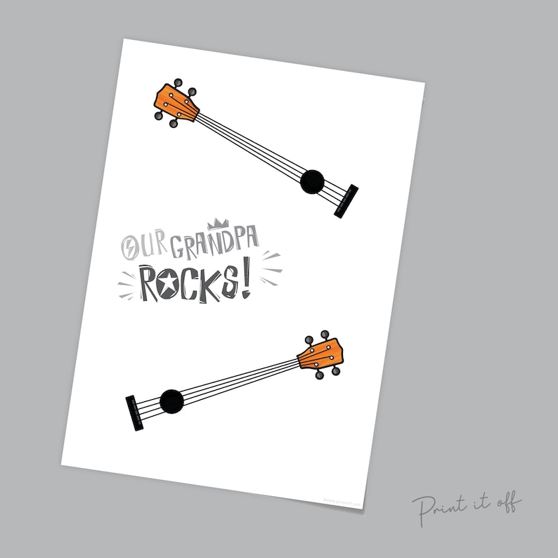 Our Grandpa Rocks Guitar / Handprint Art Craft / Father's - Etsy