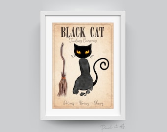 Halloween Footprint Handprint Art Craft / Black Cat Witch - Etsy